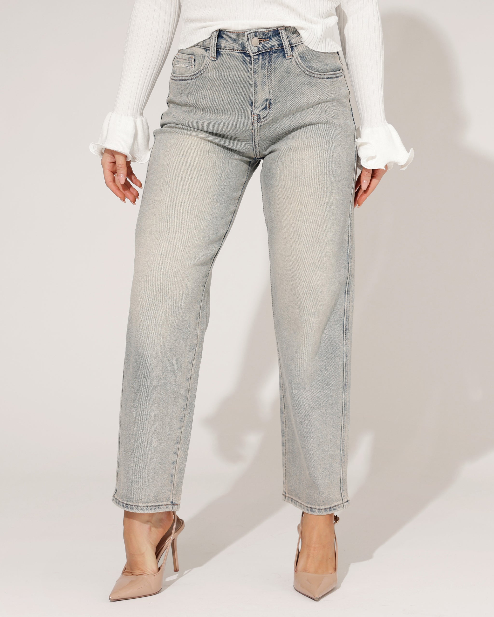 Hello Miss | Barrel Jeans Ansh-2 Blauw